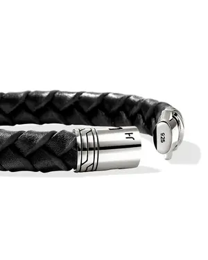 John Hardy Sterling Silver And Braided Leather Bracelet - Black