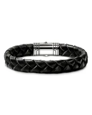 John Hardy Sterling Silver And Braided Leather Bracelet - Black