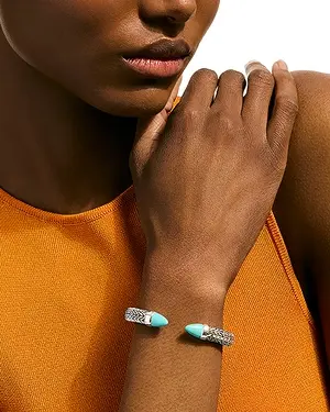 John Hardy Sterling And Turquoise Spear Cuff - Silver