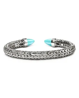 John Hardy Sterling And Turquoise Spear Cuff - Silver