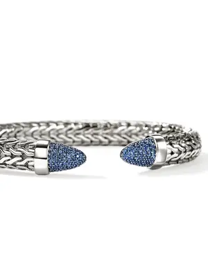 John Hardy Sterling And Blue Sapphire Spear Cuff Bracelet