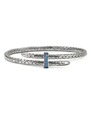 John Hardy Sterling Spear Blue Sapphire Coil Cuff Bracelet - Silver