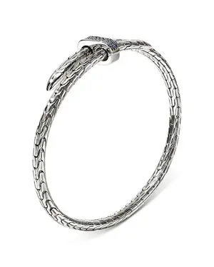 John Hardy Sterling Spear Blue Sapphire Coil Cuff Bracelet - Silver