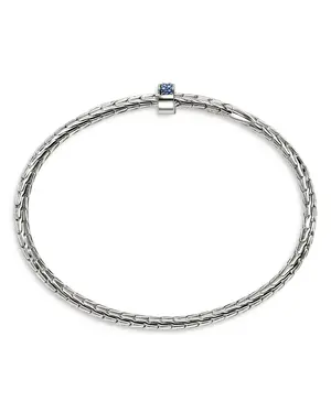 John Hardy Sterling Spear Blue Sapphire Coil Cuff Bracelet - Silver