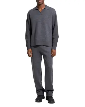 Theory Open Collar Merino Wool Polo Sweater