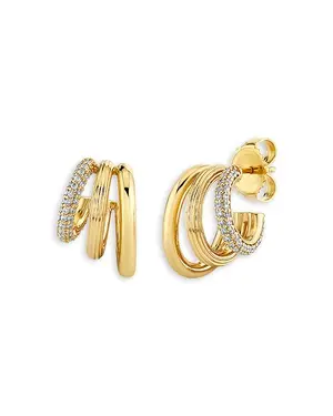 SYDNEY EVAN 14k Yellow Diamond Graduated Triple Hoop Earrings - Gold