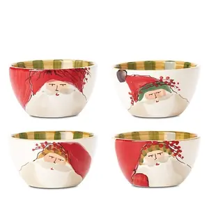 VIETRI Old St. Nick Assorted Cereal Bowls, Set Of 4 - Red