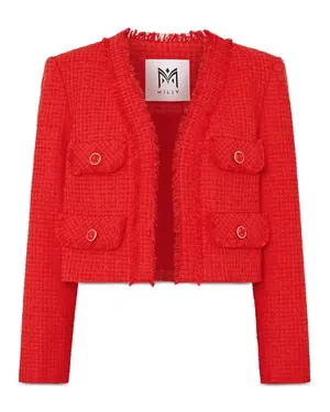 MILLY Serena Boucle Jacket - Red