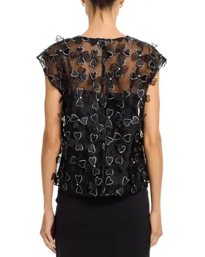 MILLY Ryan Clover Applique Top