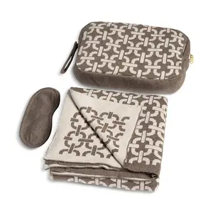 PINK LEMONADE Chain Print Travel Blanket Set - Brown