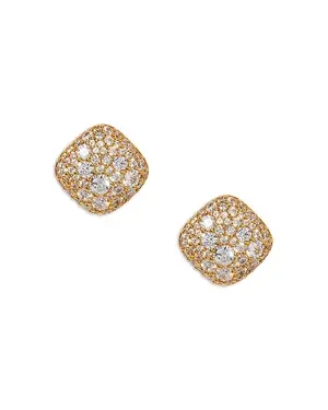Nadri Crushed Pave Cushion Stud Earrings - Gold