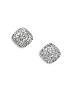 NADRI Crushed Pave Cushion Stud Earrings