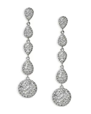 Nadri Crushed Pave Linear Drop Earrings - Silver