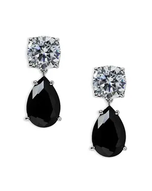 Nadri Maiden Pear-shaped Drop Earrings - Black/silver