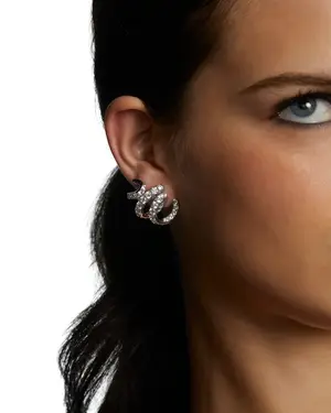 Nadri Bonne Annee Pave Ribbon Stud Earrings