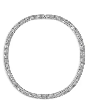 Nadri Crushed Pave Dome Collar Necklace - Silver