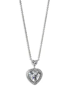 Nadri Le Bisou Cubic Zirconia Heart Halo Pendant Necklace - Silver