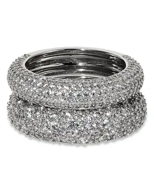 Nadri Crushed Pave Band Rings, Set Of 2 - Silver