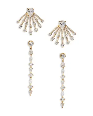 Nadri Bonne Annee Multi Row Jacket Earrings - Gold