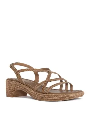 DONALD PLINER Strappy Espadrille High Heel Sandals - Saddle Lizard Print