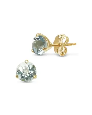 Bloomingdale'S 14k Yellow Gold Gemstone Stud Earrings - Aquamarine
