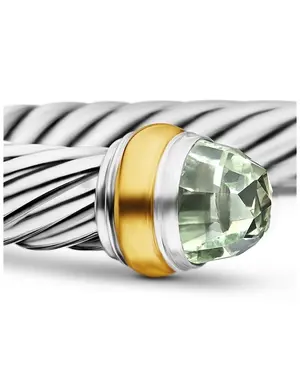 David Yurman Cable Classics Bracelet With 14k Yellow Gold - Prasiolite