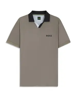 BOSS Palle Toc Slim Fit Short Sleeve Polo Shirt - Light Pastel Grey