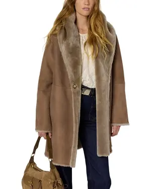 Gerard Darel Malia Shearling Shawl Collar Coat