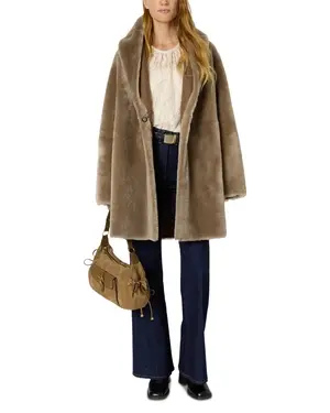 Gerard Darel Malia Shearling Shawl Collar Coat