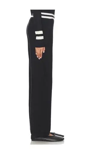 WHITE & WARREN Cashmere Striped Wide Leg Pant