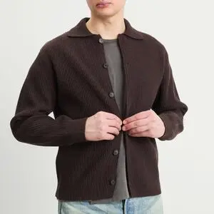 Auralee Rib Knit Cardigan - Top Brown