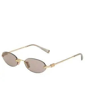 Miu Miu A54s Logo Sunglasses - Gold/light Purple Brown