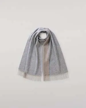 Johnstons Of Elgin Bard Natural & Grey Cashmere Scarf - Multi