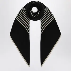 TOTEME Silk Scarf With Central Monogram - Black