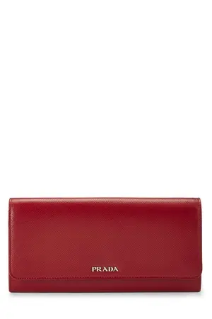 Prada Saffiano Wallet On Chain - Red