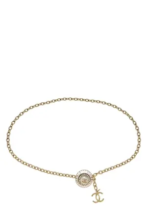 Chanel Crystal Faux Pearl 'cc' Sunburst Chain Belt - Gold