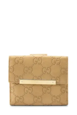 Gucci Ssima French Flap Wallet - Beige