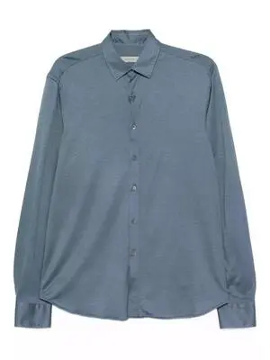 Canali Long-sleeve Cotton-blend Shirt - Blue
