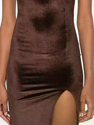 ATU BODY COUTURE Halterneck Maxi Dress With Leg Slit - Brown