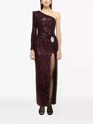 NISSA Sequin-embellished One-shoulder Maxi Dress