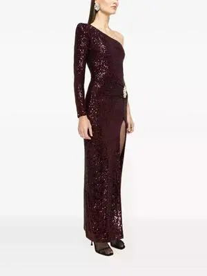 NISSA Sequin-embellished One-shoulder Maxi Dress