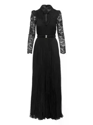 NISSA Lace Pleated Maxi Dress
