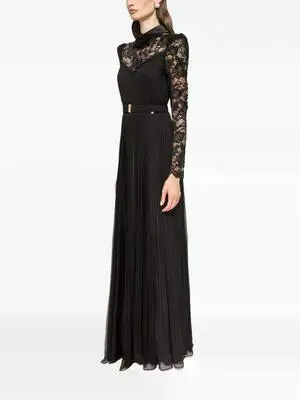 NISSA Lace Pleated Maxi Dress