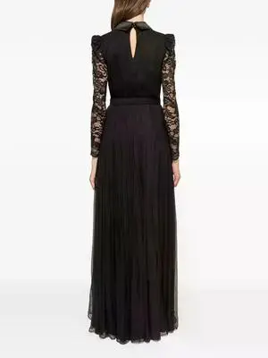 NISSA Lace Pleated Maxi Dress