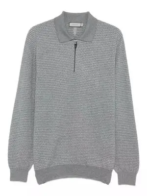 Canali Polo-collar Merino Wool Sweater - Grey