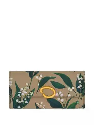 Oscar De La Renta Lily Of The Valley-printed Continental Wallet - Neutrals