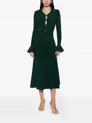 SELF-PORTRAIT Collared Knitted Midi Dress