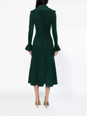 SELF-PORTRAIT Collared Knitted Midi Dress