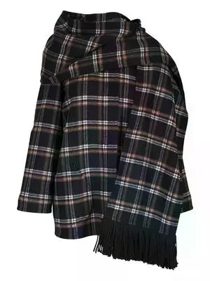 Akris Plaid Fringed Coat