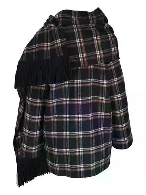 Akris Plaid Fringed Coat